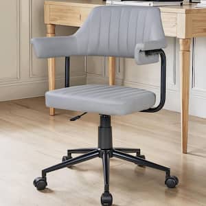 Art Leon Elly Gray Faux Leather Swivel Task Chair with Armrest DC020 ...