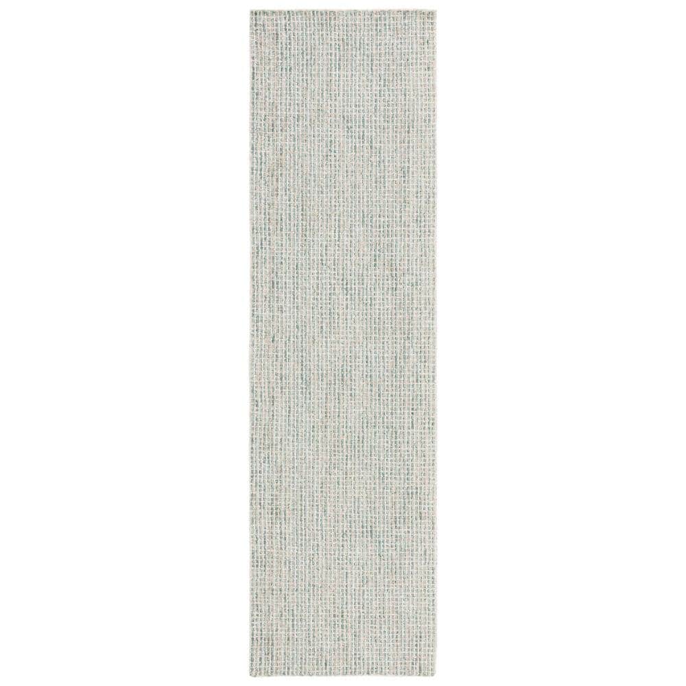 SAFAVIEH Abstract Green/Ivory 2 ft. x 14 ft. Modern Crosshatch Runner ...