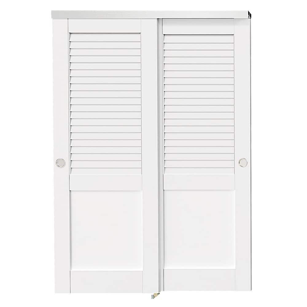 TENONER 56 in. x 80 in. White, Solid Core, MDF Painted Double Half ...