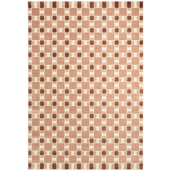 Nourison Nordic Rust 4 ft. x 6 ft. Geometric Contemporary Area Rug ...
