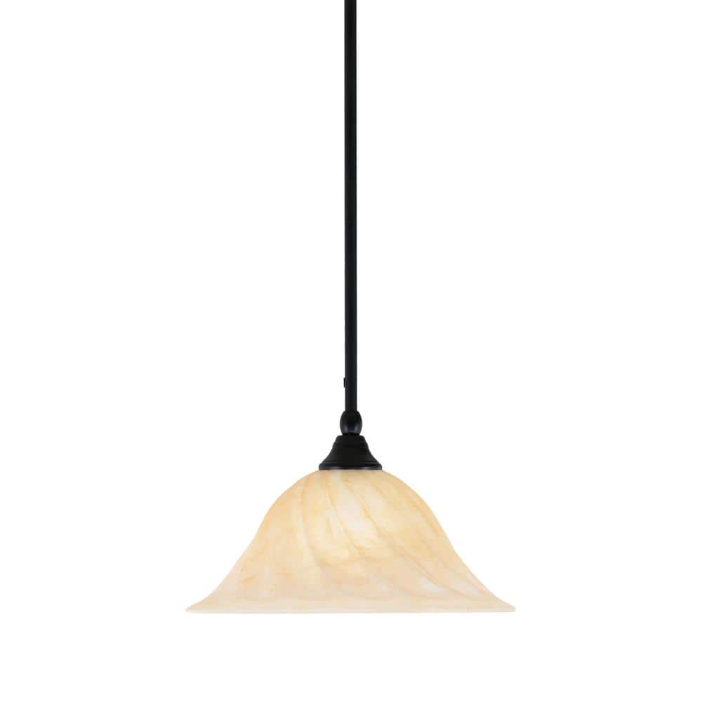 Sparta 100-Watt 1-Light Matte Black Shaded Pendant Light Mini Pendant ...