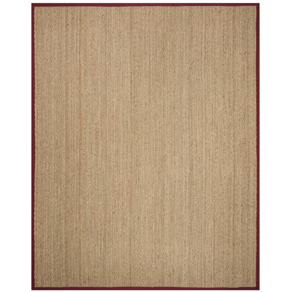 SAFAVIEH Natural Fiber Beige/Red 8 ft. x 10 ft. Border Area Rug NF115D ...