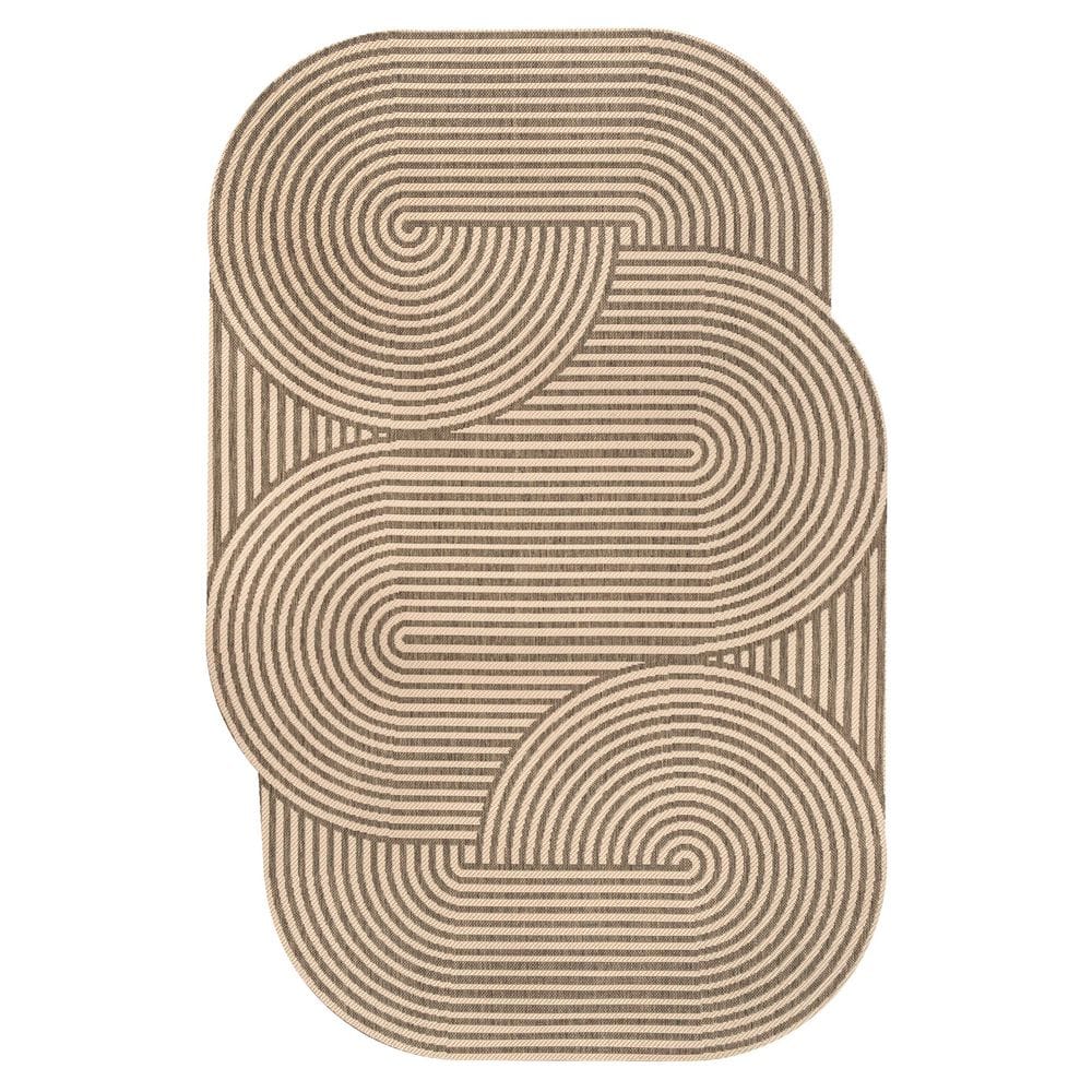 JONATHAN Y Margot Modern Geometric Arch Stripe Beige/Brown 8 ft. x 10 ...