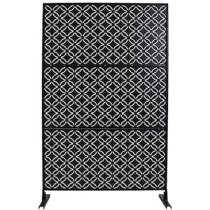 Zeus & Ruta 6.3 ft. H x 4 ft. W Black Metal Privacy Screen Freestanding ...
