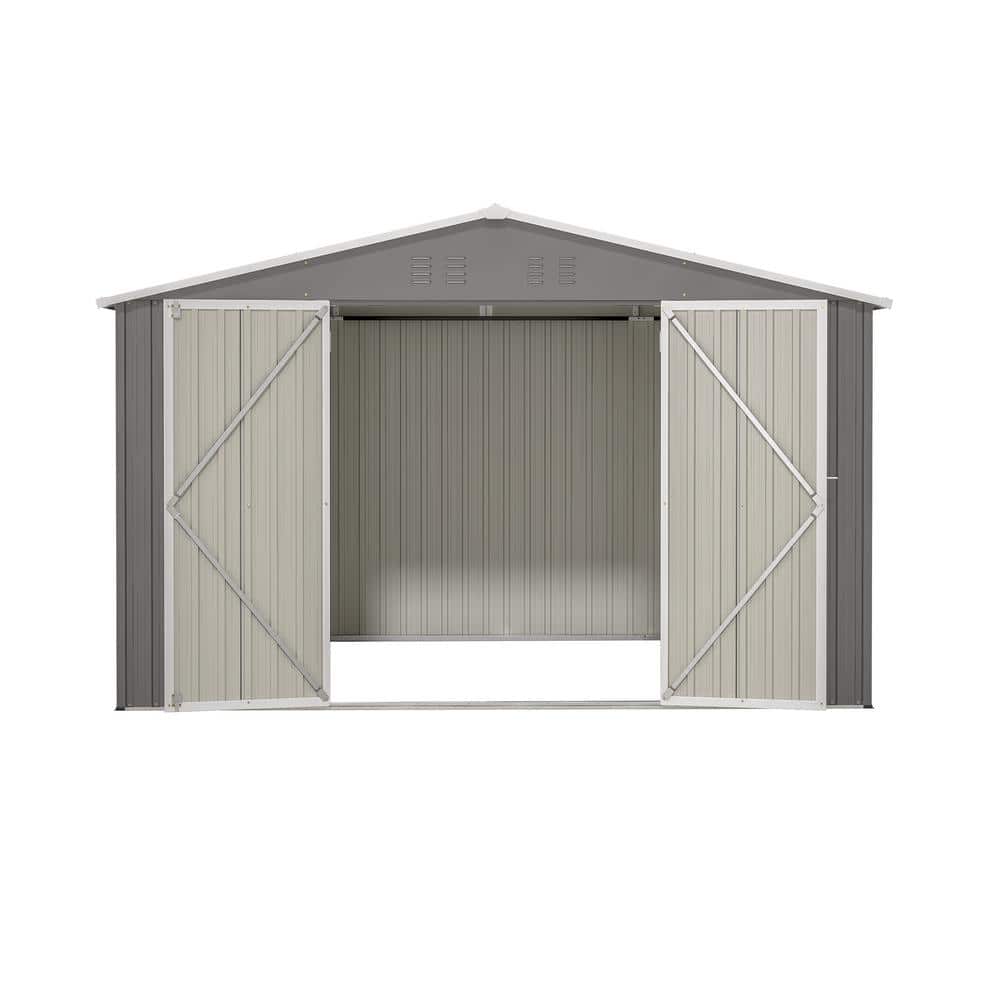 Siavonce 10 ft. W x 8 ft. D Outdoor Storage Shed, All Weather Metal ...