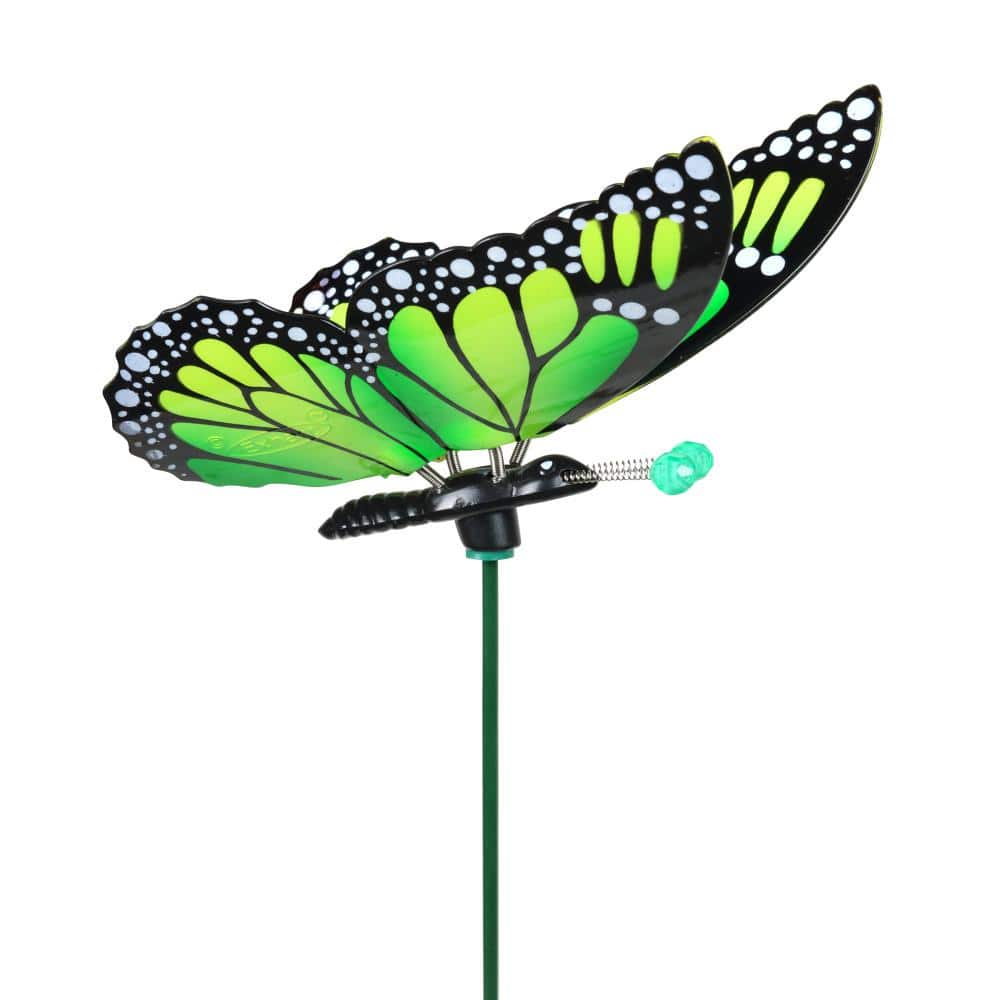 Exhart WindyWing Butterfly Ombre 2.4 ft. Green Plastic Garden Stake ...