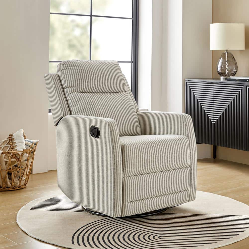 JAYDEN CREATION Ana Modern Grey Upholstered 360° Swivel Rocker Recliner ...