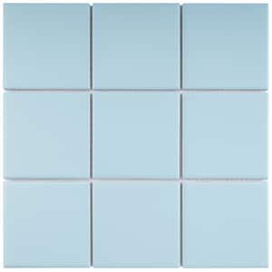 MOLOVO Porcetile Soft Blue 11.82 in. x 11.82 in. Matte Porcelain Mosaic ...