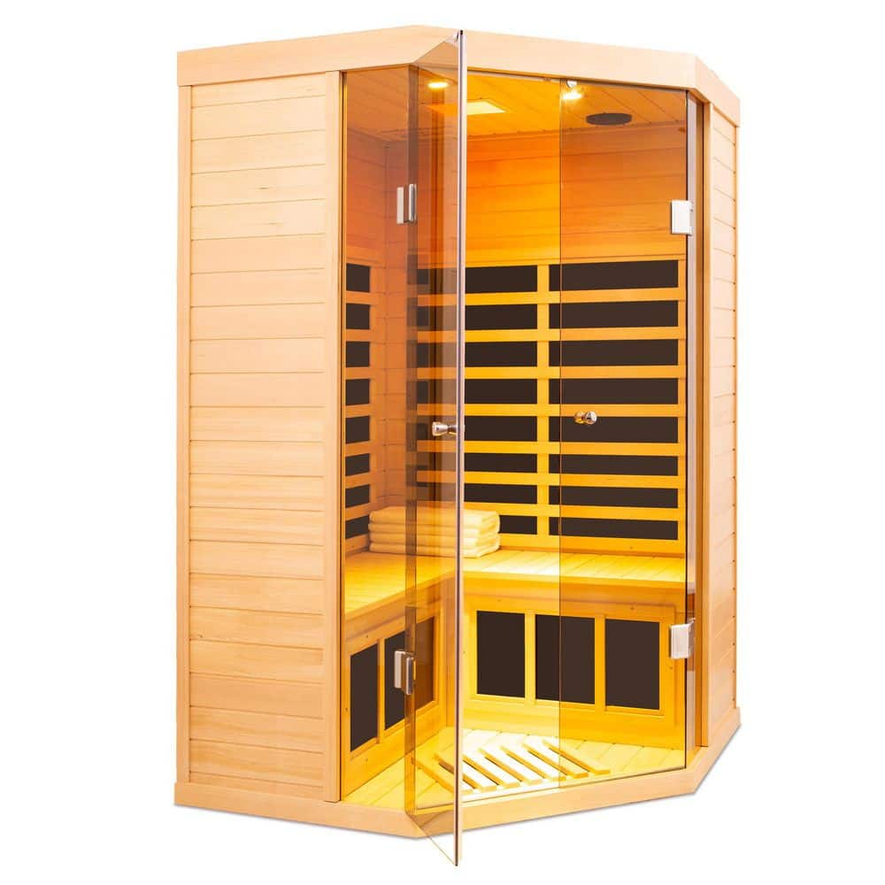 LIVACA 2-Person Far Infrared Corner Sauna with 7 Carbon Heaters ...