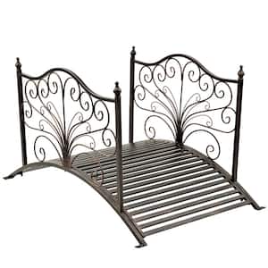 COOLSHARK 3.3 ft. Metal Arch Backyard Garden Bridge Footbridge ...