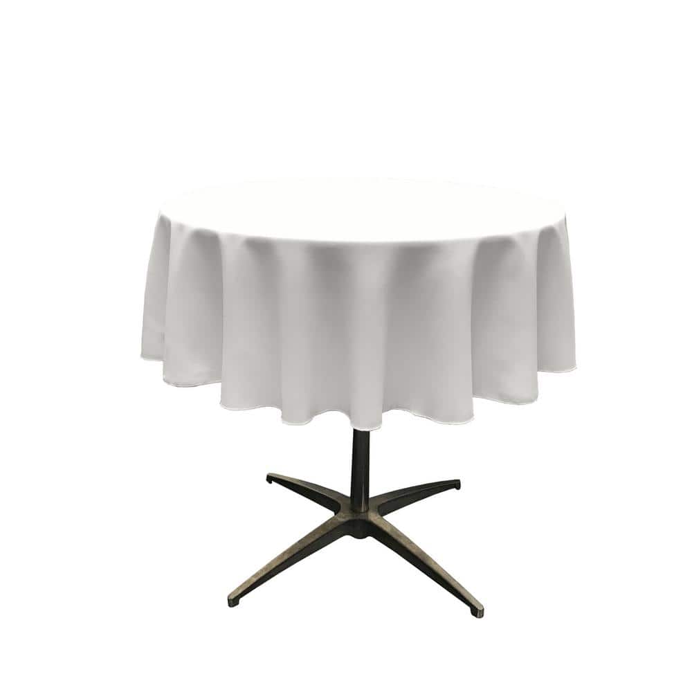 LA Linen 58 in. Round White Polyester Poplin Tablecloth TCpop58R ...