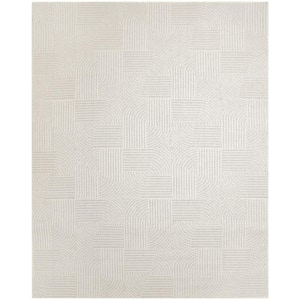 Nourison Textured Home Grey Ivory 2 ft. x 4 ft. Geometric Contemporary ...