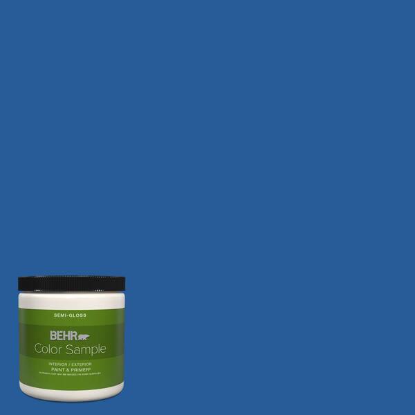 BEHR PREMIUM PLUS 8 oz. #P510-7 Beacon Blue Semi-Gloss Interior ...