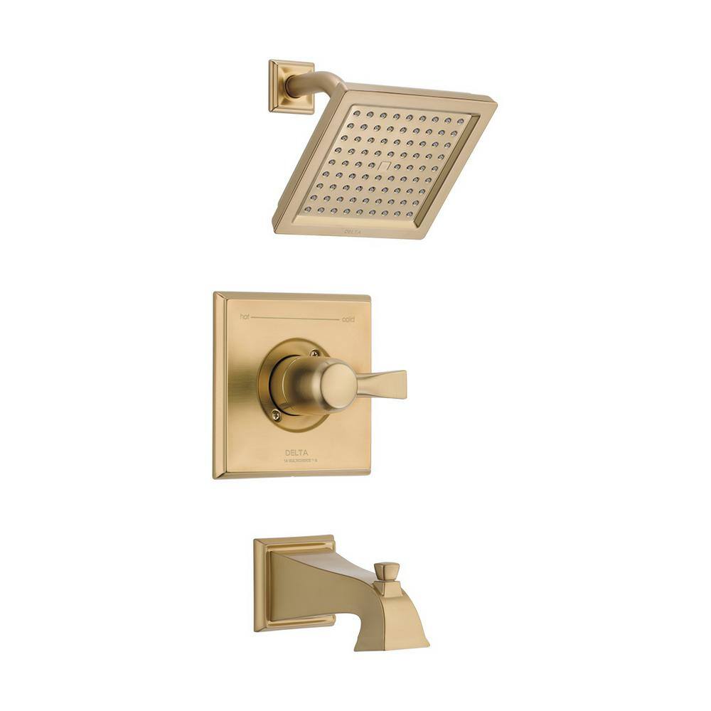 Delta Dryden Gold 1-Handle Tub and Shower Faucet Trim Kit in Champagne ...