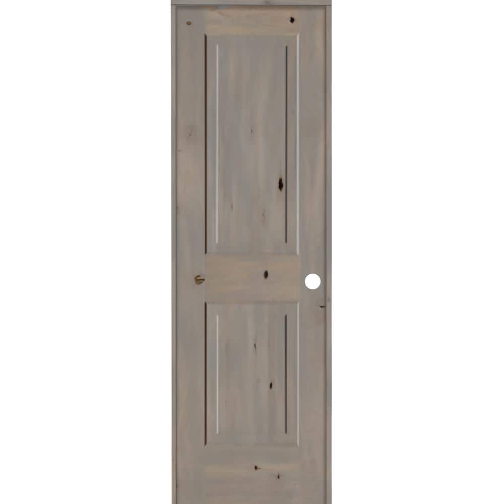 Krosswood Doors 18 in. x 80 in. Rustic Knotty Alder 2 Panel Left-Handed ...