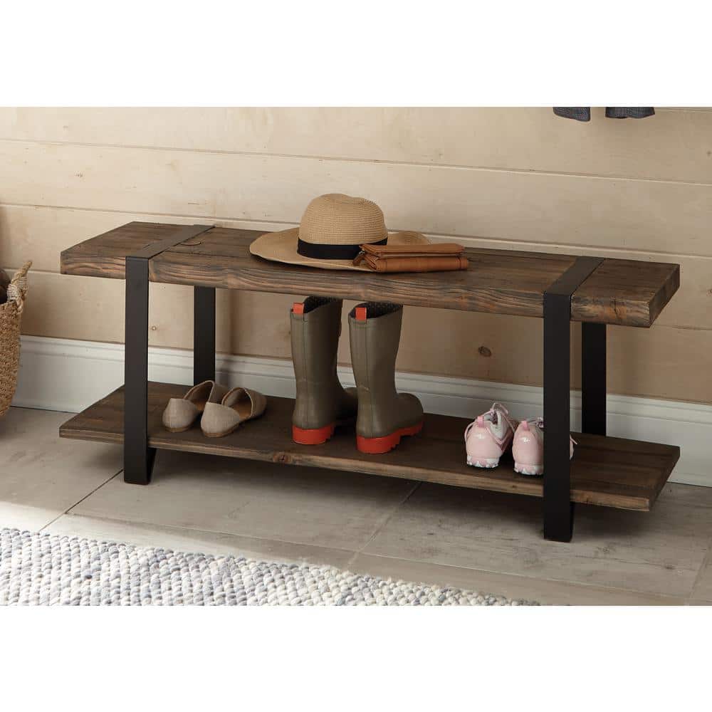 Alaterre Furniture Modesto 48 in. Solid Wood Entryway Bench with Shelf ...
