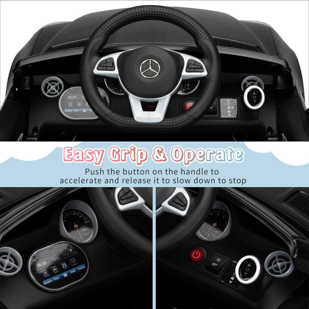 Buy 12-Volt Kids Car Ride On Licensed Mercedes-Benz Electric Vehicle with LED Lights, Black ...