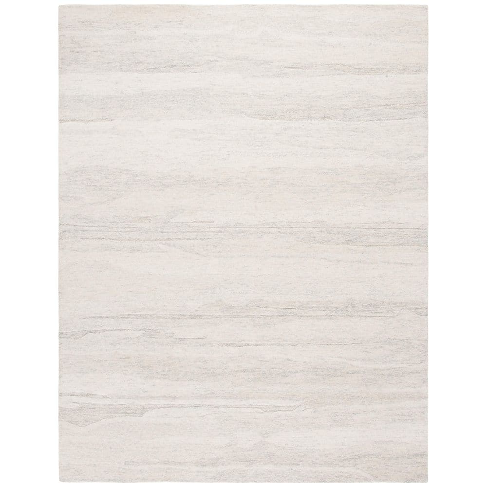 SAFAVIEH Ebony 8 ft. x 10 ft. Light Gray/Beige Abstract Striped Area ...