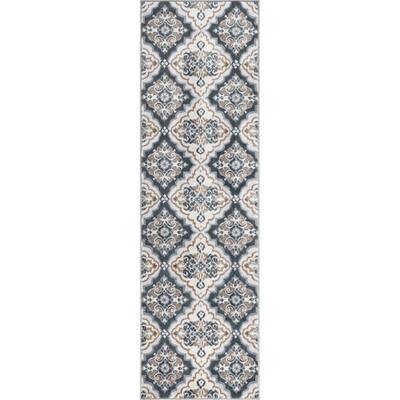 Tayse Rugs Madison Floral Gray 2 ft. x 8 ft. Indoor Runner Rug MDN3409 2x8