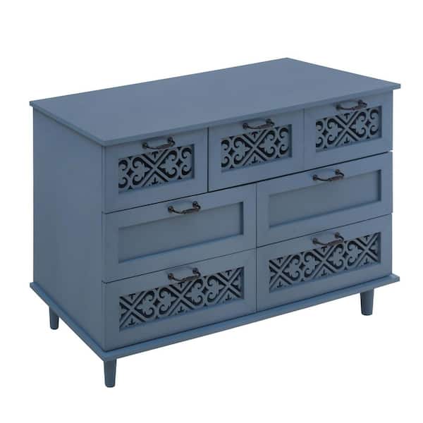 Nestfair Blue MDF 47.24 in. Sideboards with 7 Drawer Cabinet SB688P208 ...