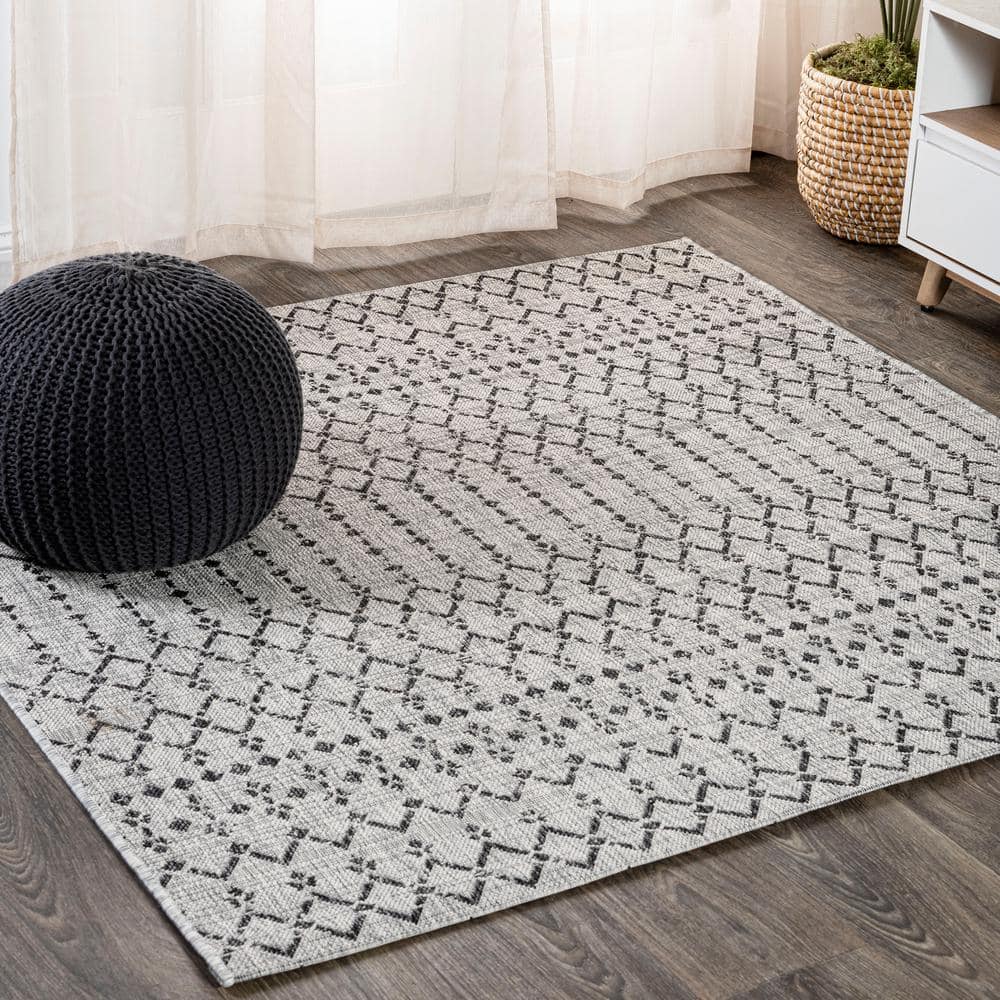 JONATHAN Y Ourika Moroccan Geometric Textured Weave Light Gray/Black 8 ...
