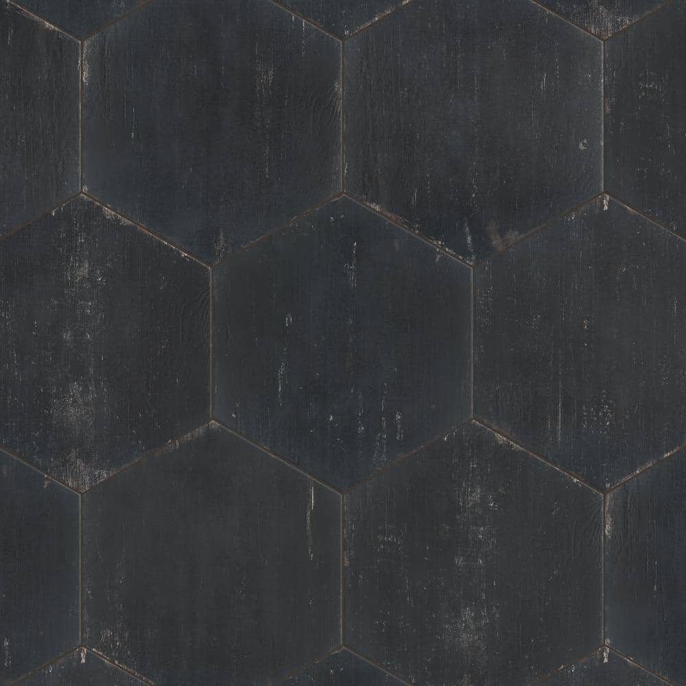 Merola Tile Retro Hex Nero 7 in. x 8 in. Porcelain Floor and Wall Take ...