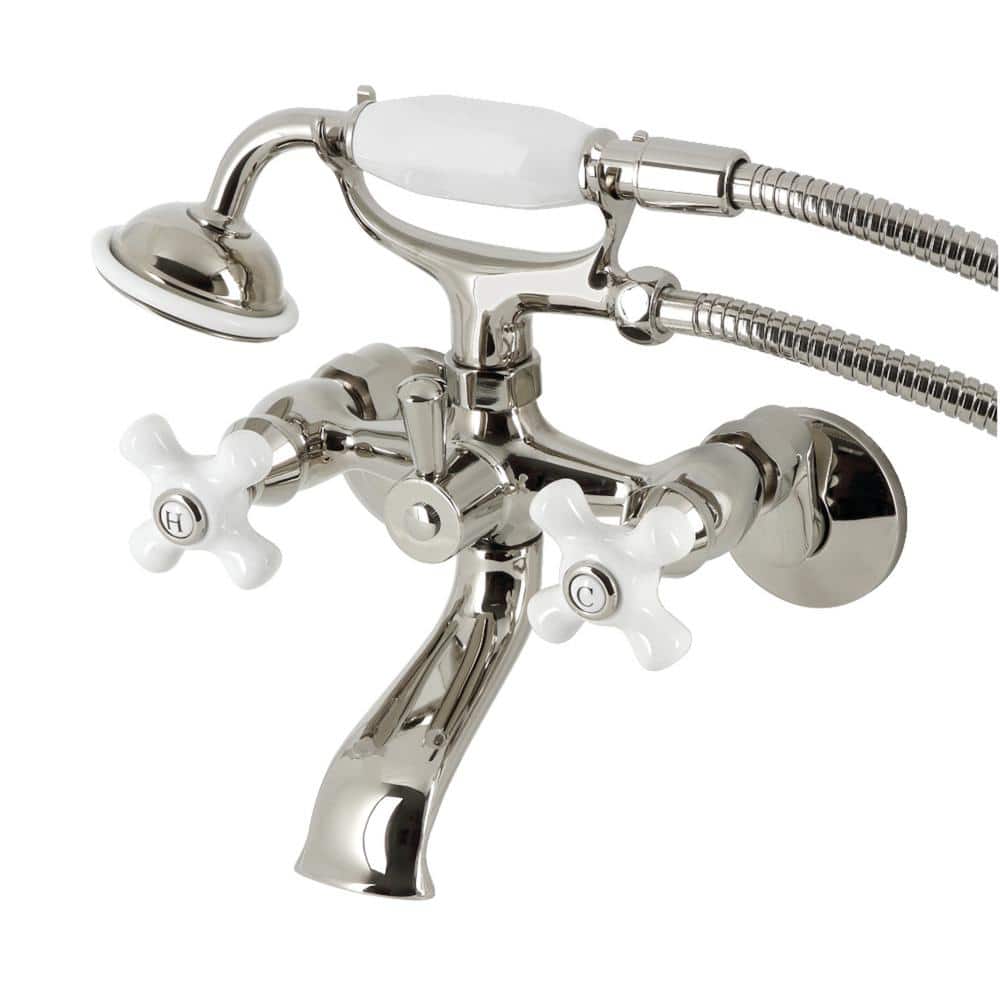 Kingston Brass Kingston 3-Handle Wall-Mount Clawfoot Tub Faucet with ...