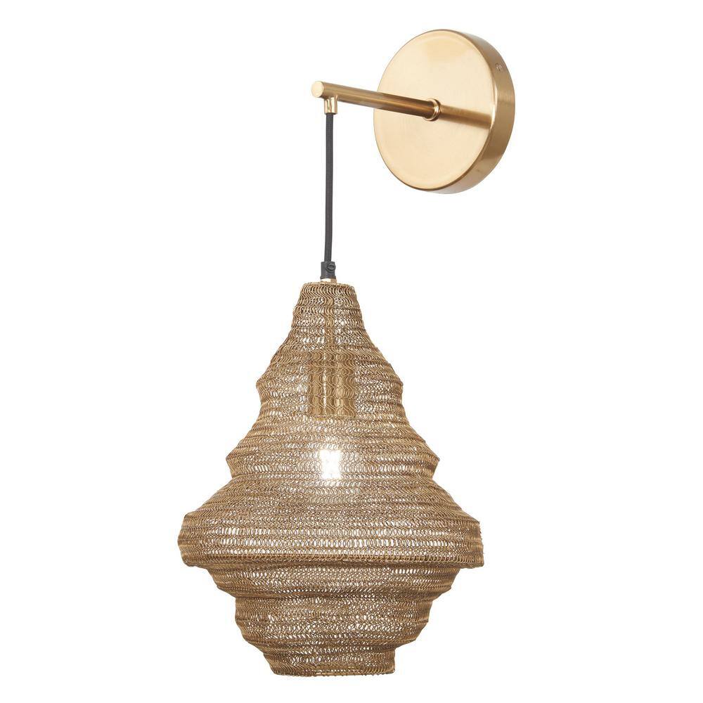 Metropolitan Marseille 1-Light Gilded Brass Wall Sconce with Wire Mesh ...