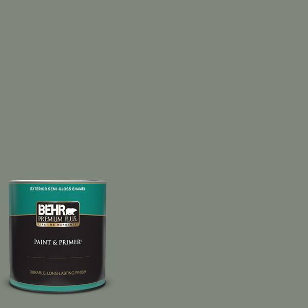 BEHR PREMIUM PLUS 1 qt. #N410-5 Village Green Semi-Gloss Enamel ...