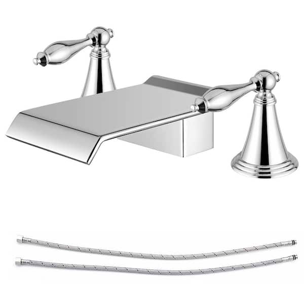 AKLFGN 2 Handles 8 in. Widespread Waterfall Bathroom Faucet 3-Hole ...
