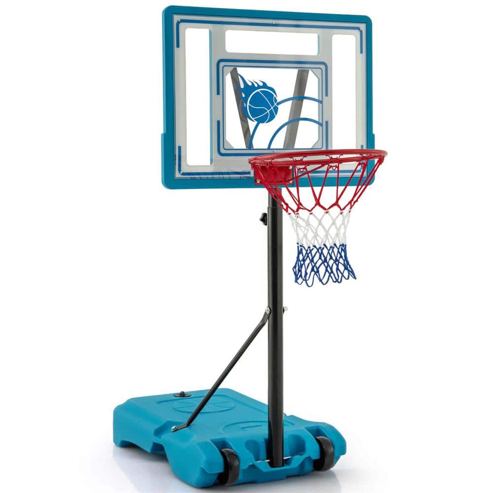 Costway Pool Basketball Hoop 3.8 ft. - 4.4 ft. Adjustable Poolside ...