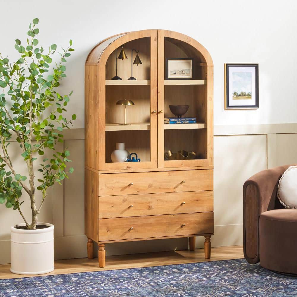 Walker Edison Furniture Company Darci 74 in. Tall English Oak Modern ...