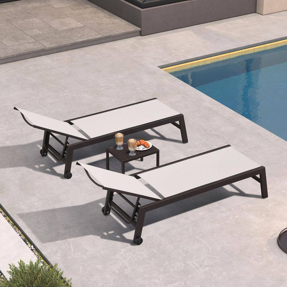 PURPLE LEAF Aluminum Bronze Frame Metal Outdoor Chaise Lounge Patio ...