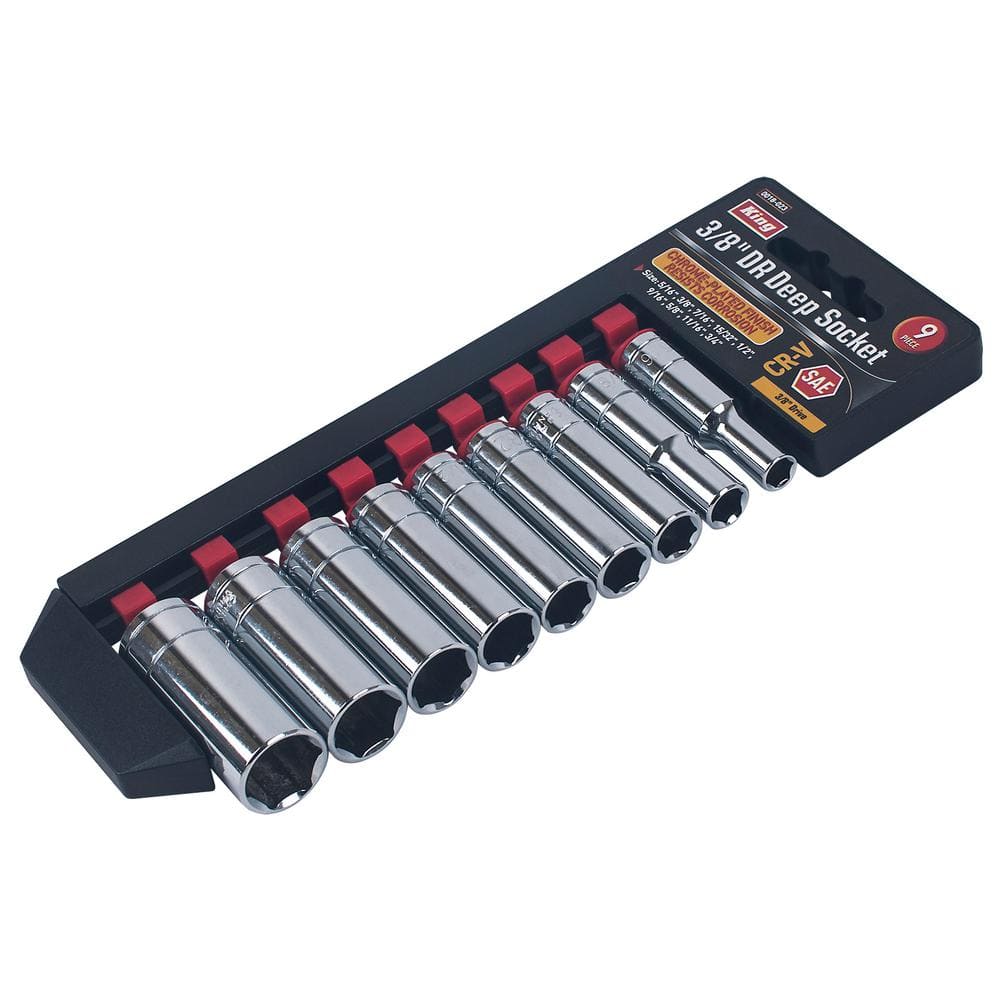 KING 3/8 in. Drive Standard Deep Socket Set (9-Piece) 0018-0 - The Home ...