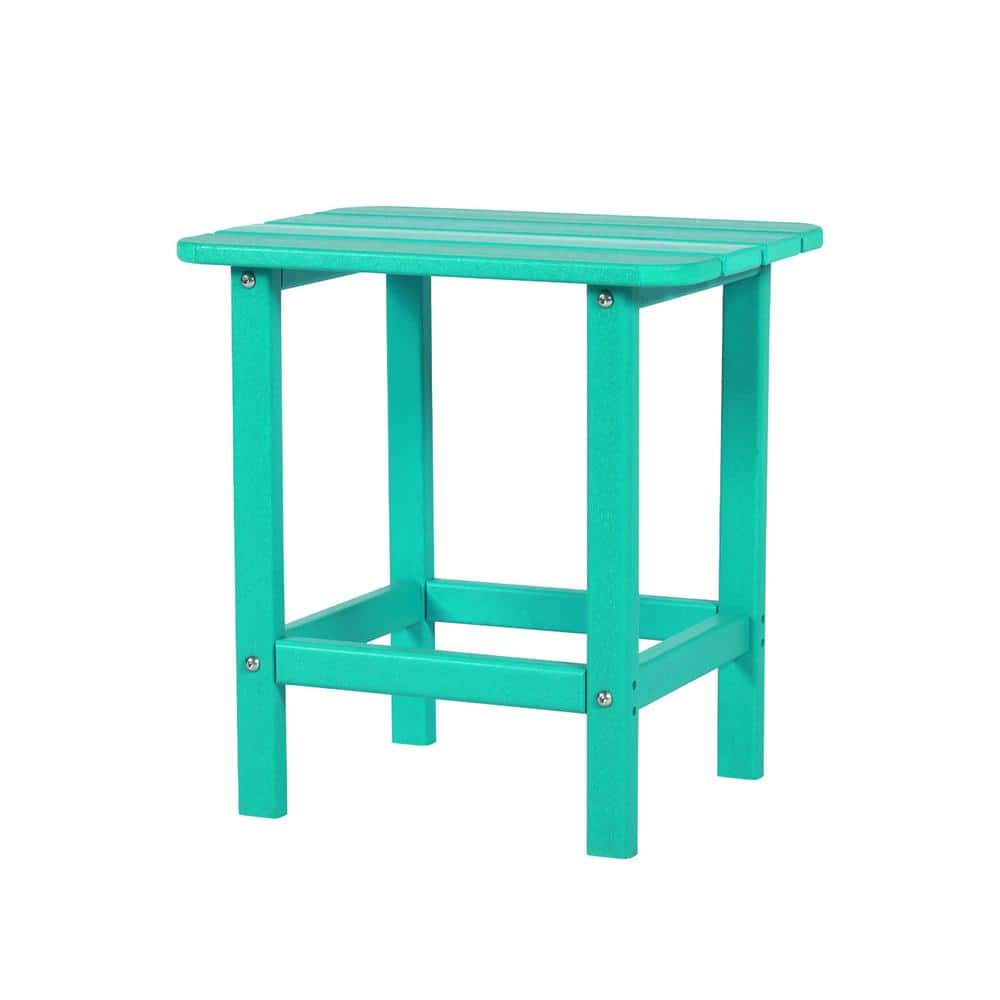 Aoodor 18 in. Lake Blue Outdoor Rectangle Side Table Patio End Table ...