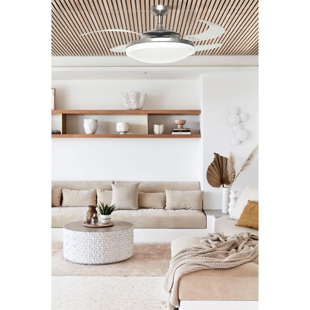 Fanaway Evo2 Brushed Chrome Retractable 4-blade 48 in. Lighting with ...