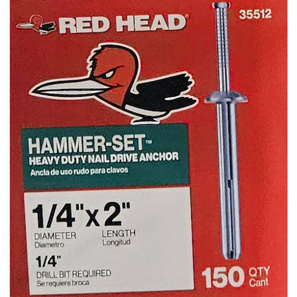 Red Head 1/4 in. x 2 in. Hammer-Set Nail Drive Concrete Anchors (150 ...