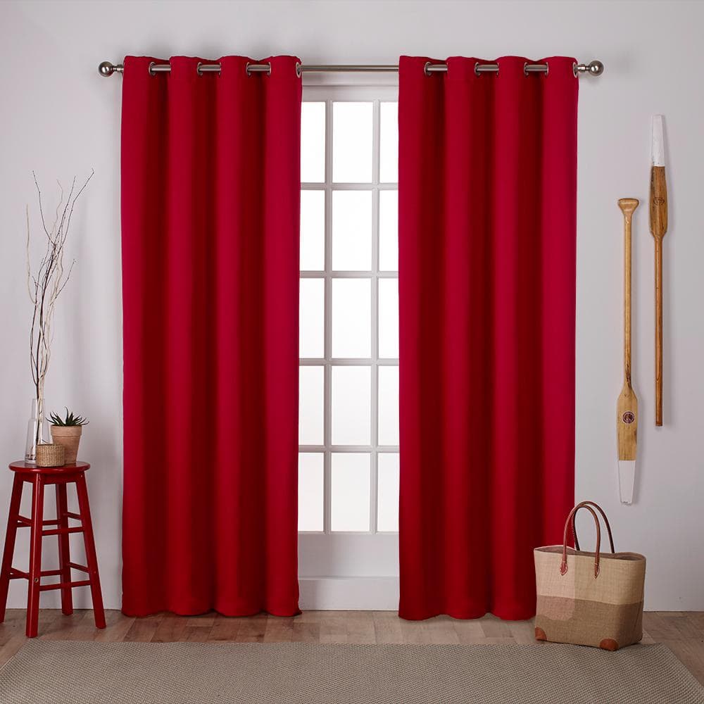 EXCLUSIVE HOME Sateen Chili Red Solid Woven Room Darkening Grommet Top ...