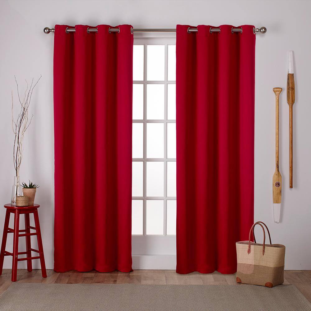 EXCLUSIVE HOME Sateen Chili Red Solid Woven Room Darkening Grommet Top ...