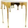 Litton Lane 37 in. x 32 in. Gold Half-Moon Glass Aluminum Drip Console ...