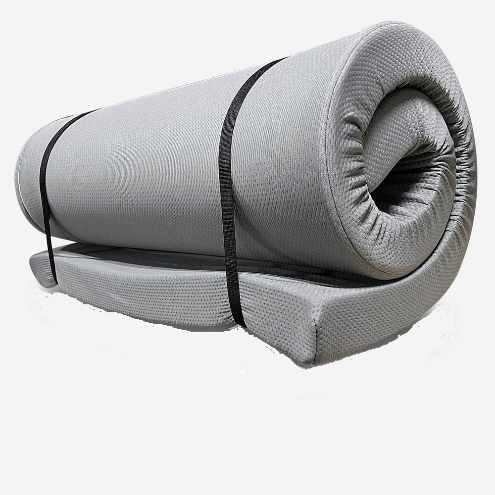 63 in. x 26 in. x 4 in. Memory Foam Camping Mattress Foldable, Portable ...