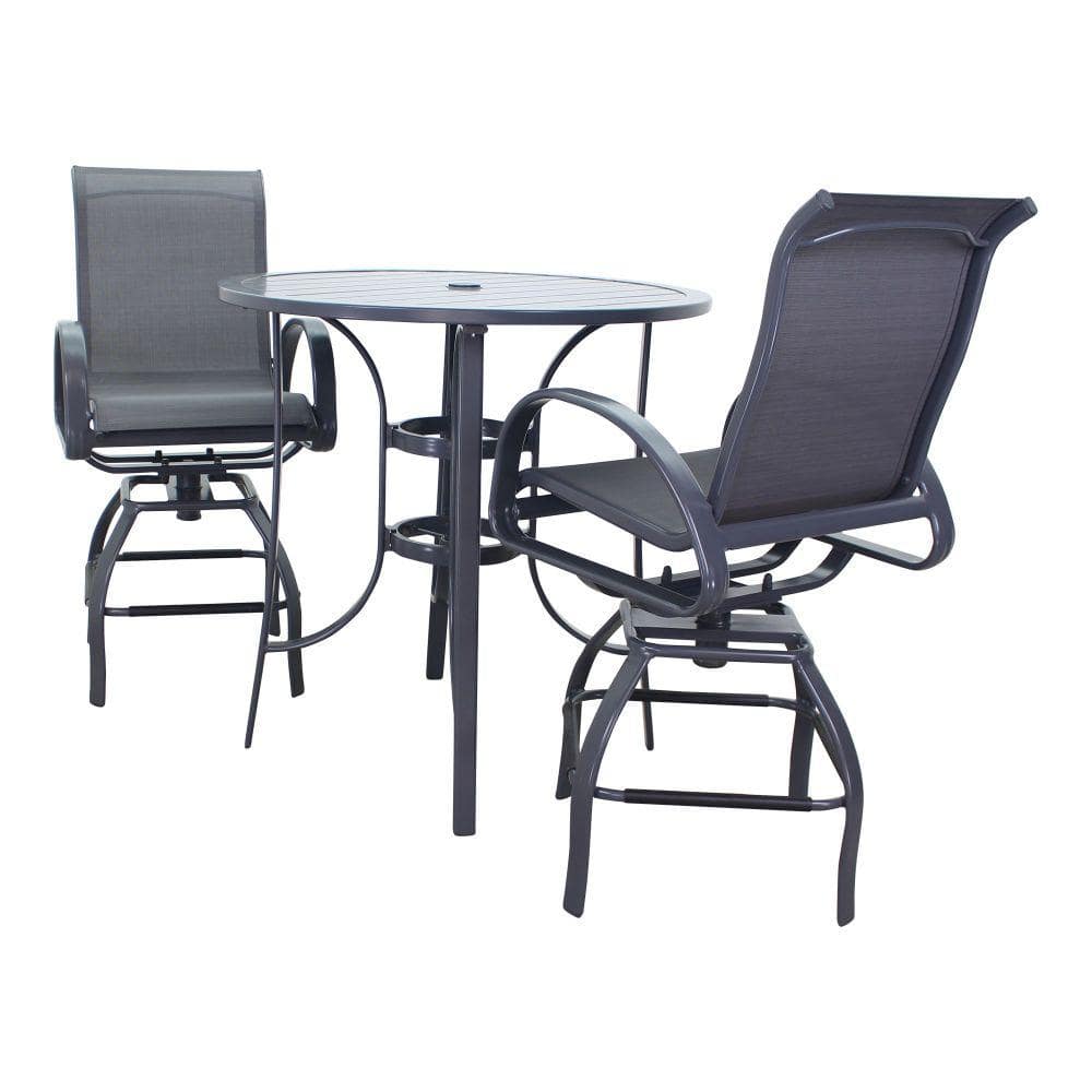 Courtyard Casual Santa Fe Dark Gray 3-Piece Aluminum Balcony Height 36 ...