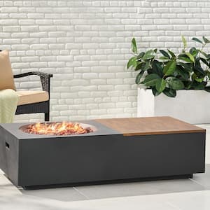 Tenleaf 56 in. Stone Gray Outdoor 50,000 BTU Rectangular MgO Concrete ...