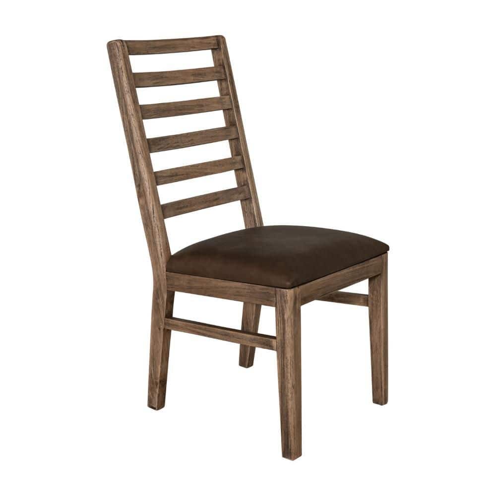 Benjara Eray Almond Brown and Barrel Brown Polyester Ladder back Dining ...