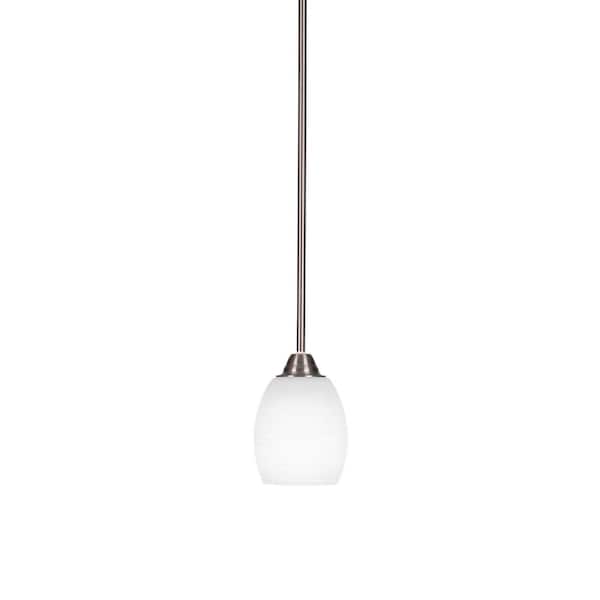 Madison 100-Watt 1-Light Brushed Nickel Shaded Pendant Light with 5 in ...