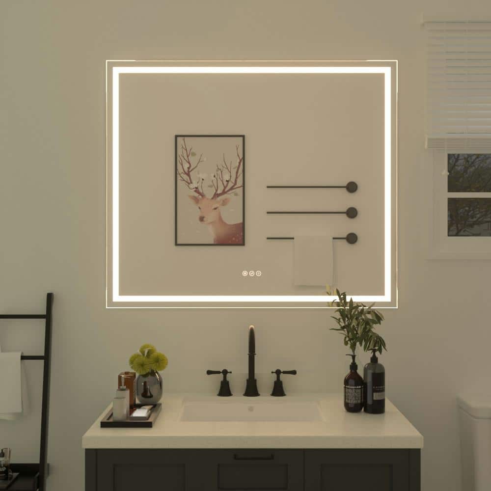 niveal Bochum 42 in. W x 36 in. H Rectangular Frameless LED Wall ...