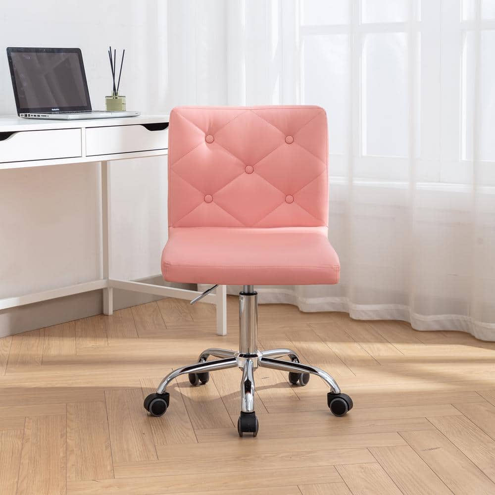 VECELO Office Chair Faux Leather Ergonomic Task Chair in Pink with Arms ...
