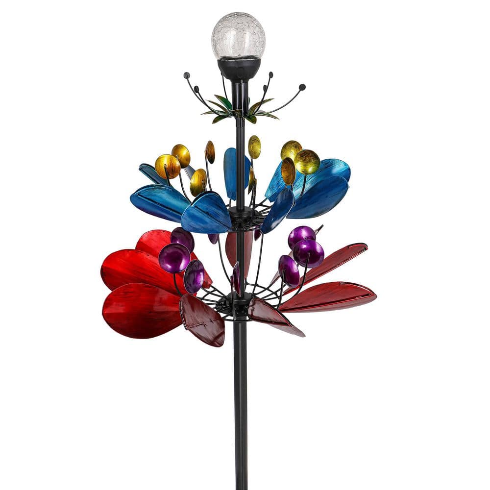 Evergreen 75 in. H Multi-Color Metal Solar Powered Wind Spinner 2SP8662 ...
