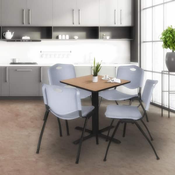 Regency Cain 30 in. Noble Oak Square Breakroom Table Desk and 4 M Stack ...