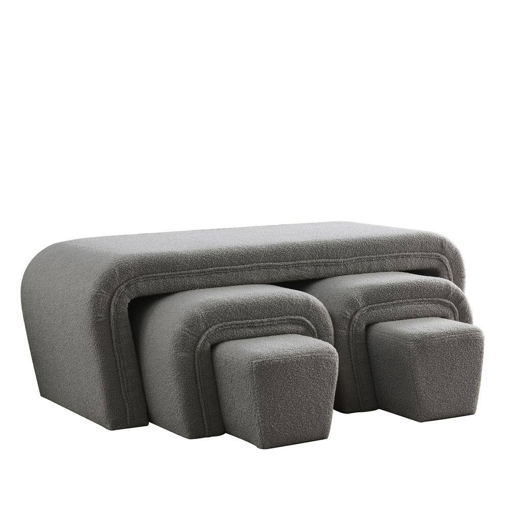 Gray Teddy Contemporary Fabric Nesting Bench with 4 Nesting Bench (17 ...